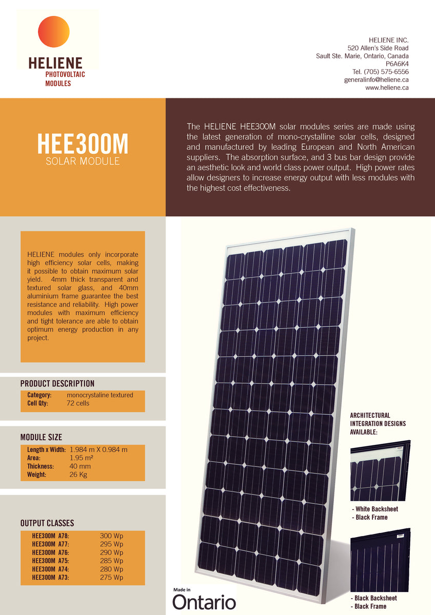 Heliene Solar Panel (module), 300Wp, 72 cell - Factory Refurbished ...
