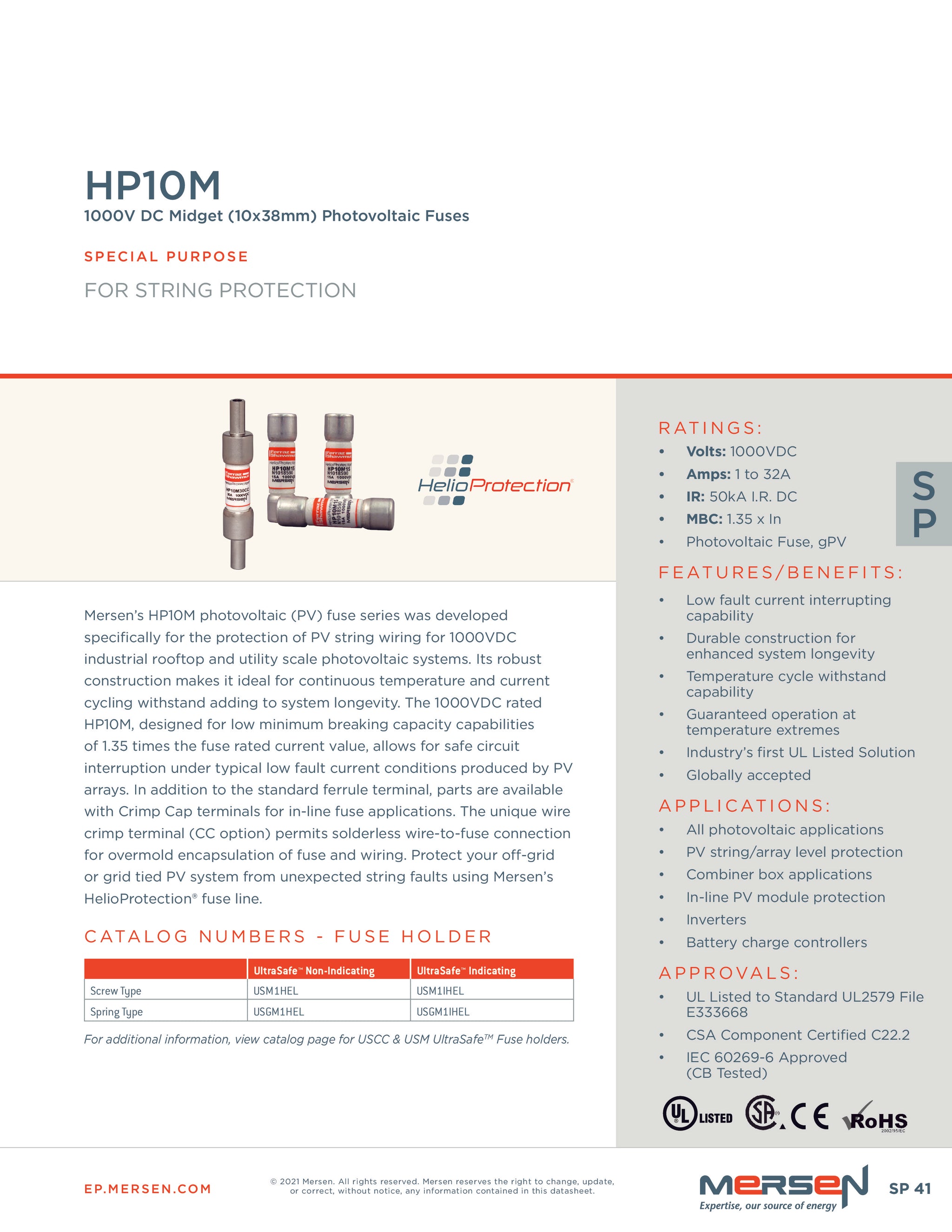 Mersen 1000V DC 15A Midget PV Fuse (HP10M Series) – Arntjen Clean ...